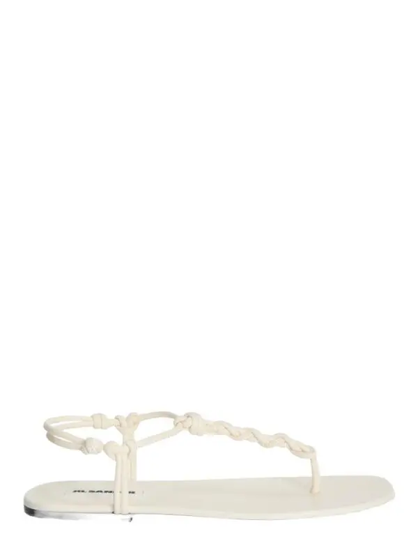 JIL SANDER Braided Strap Flat Sandals - White