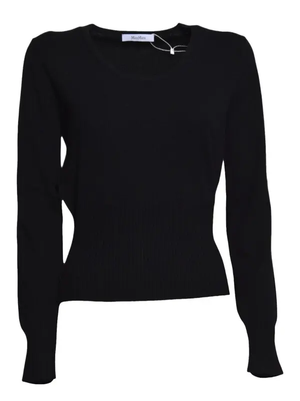 Max Mara Ribbed-knit Scoop-neck Sweater - Black