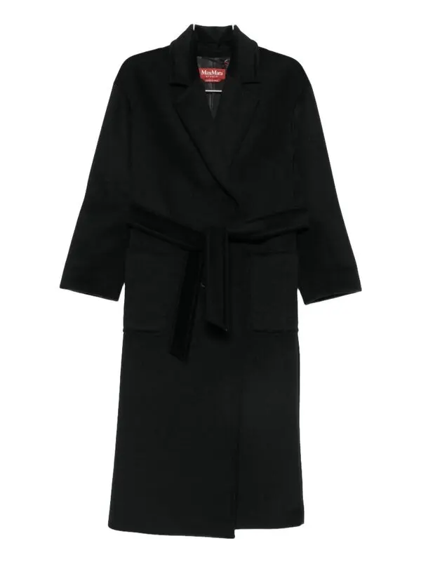 Max Mara Long Sleeved Belted Coat - Black