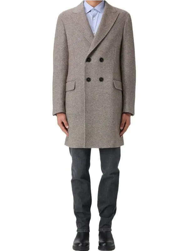 Zegna Double-breasted Long-sleeved Coat - Gray
