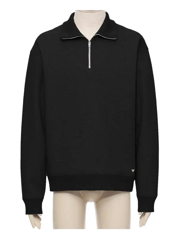 Valentino Garavani Long-sleeve Knit Top With Polo Collar And Half-zip - Black