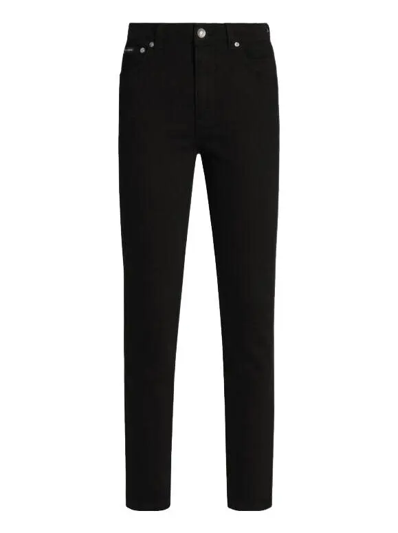 Dolce & Gabbana Logo Plate Stretch Denim Jeans - Black