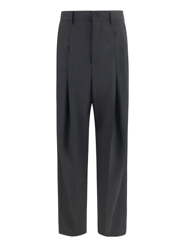 Dolce & Gabbana Pleated Wide-leg Wool Blend Trousers - Black