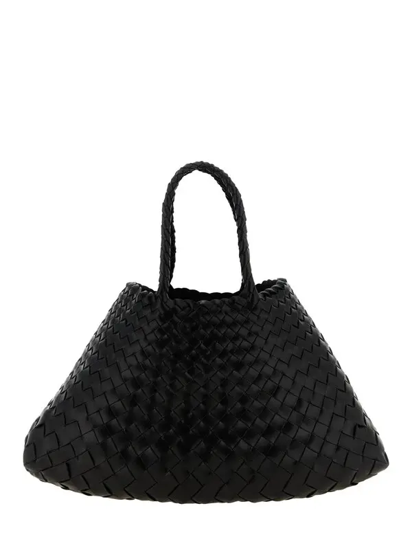 Dragon Diffusion Santa Croce Small Hand-woven Calf Leather Handbag - Black