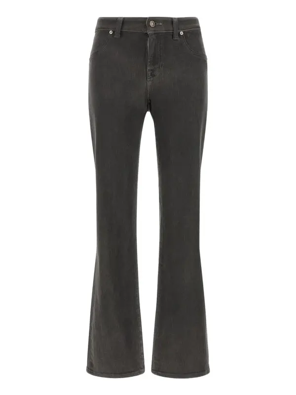 7 For All Mankind Calie Logo-patch Straight Jeans - Grey