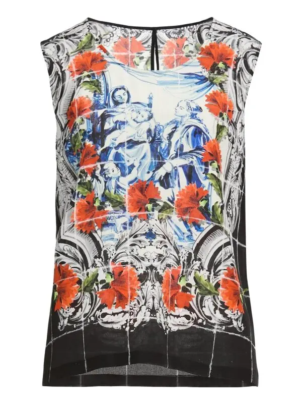 Dolce & Gabbana Sleeveless Floral Top - Ivory