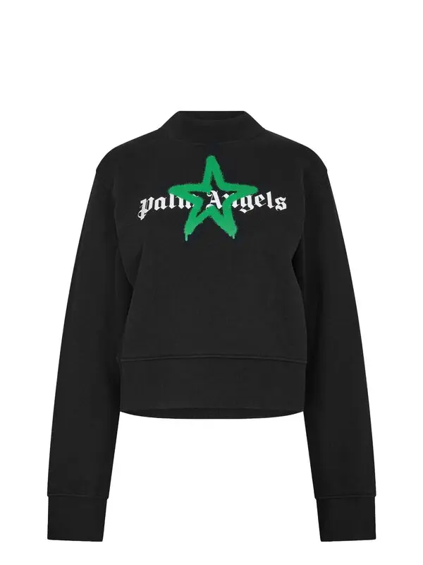 Palm Angels Mockneck Cropped Sweatshirt - Black