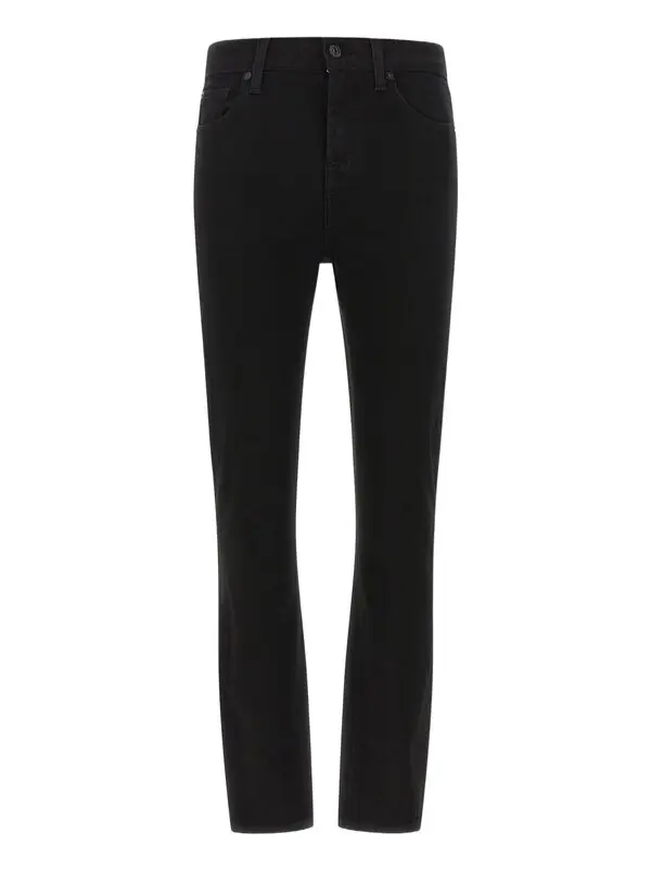 7 For All Mankind High-waisted Slim Leg Cropped Jeans - Black