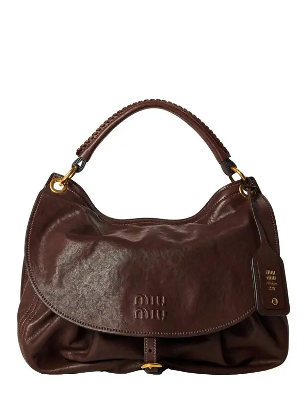 Miu Miu Soft Leather Hobo Shoulder Bag - Black