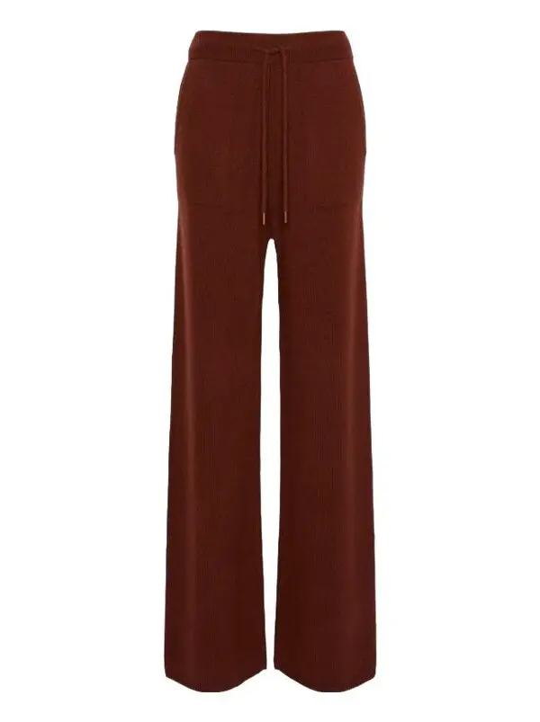 Max Mara Wide Leg Cashmere Yarn Trousers - Rust