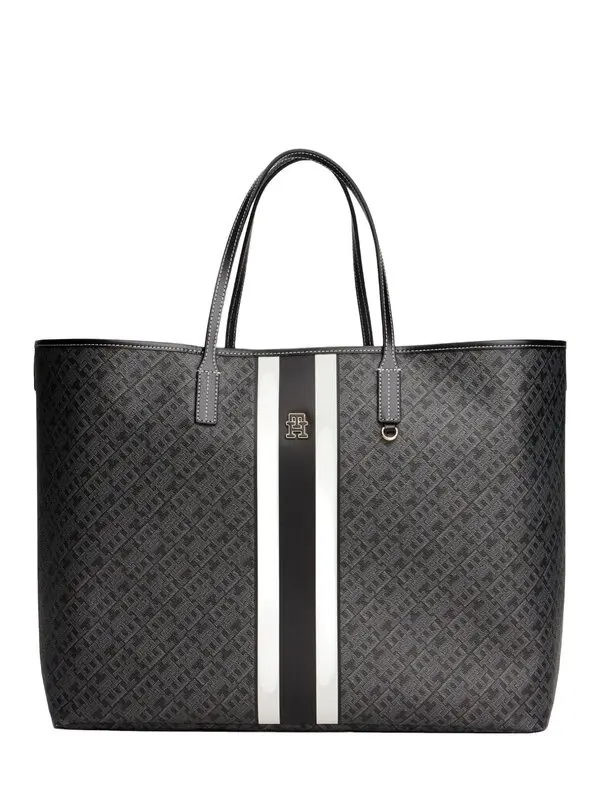 Tommy Hilfiger Colorblock Monogram Tote Bag - Black