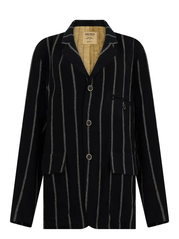 UMA WANG Striped Single-breasted Blazer - Black