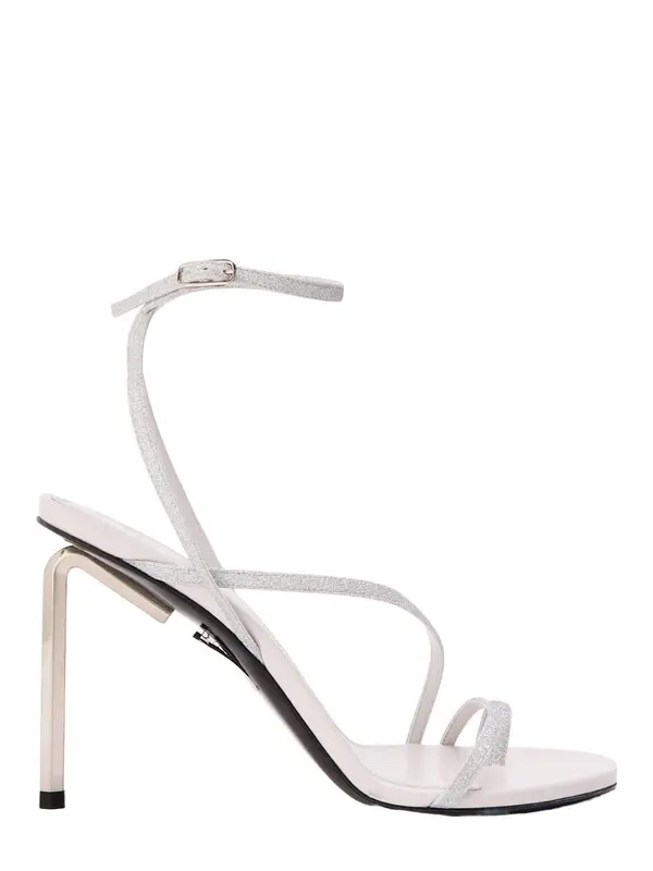 Off-White Toeloop Stiletto Heel Sandals - Silver