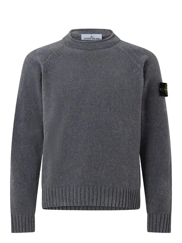 Stone Island Crewneck Sweater With Raglan Sleeves And Iconic Sleeve Badge - Black