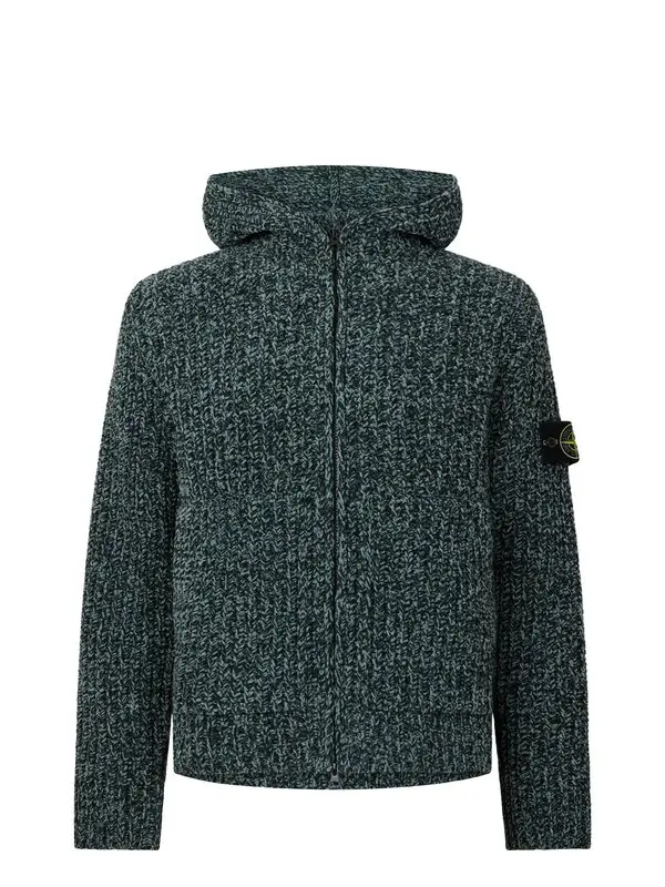 Stone Island Zipup Hooded Sweater - Black