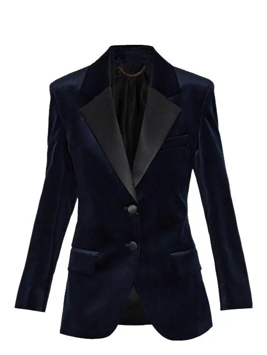 Victoria Beckham Long Sleeve Blazer - Navy Blue