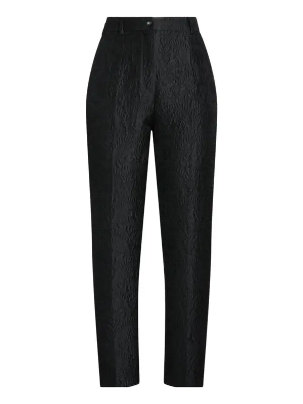 Dolce & Gabbana Tailored Tapered Trousers With Jacquard Texture - Black