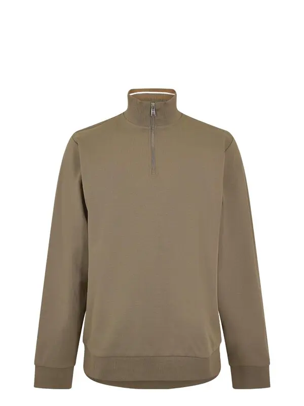Hugo Boss Half-zip Stand Collar Long Sleeve Top - Gray