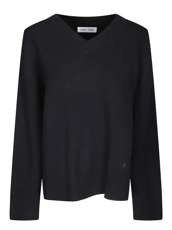 SAMSOE SAMSOE V-neck Knit Top - Black
