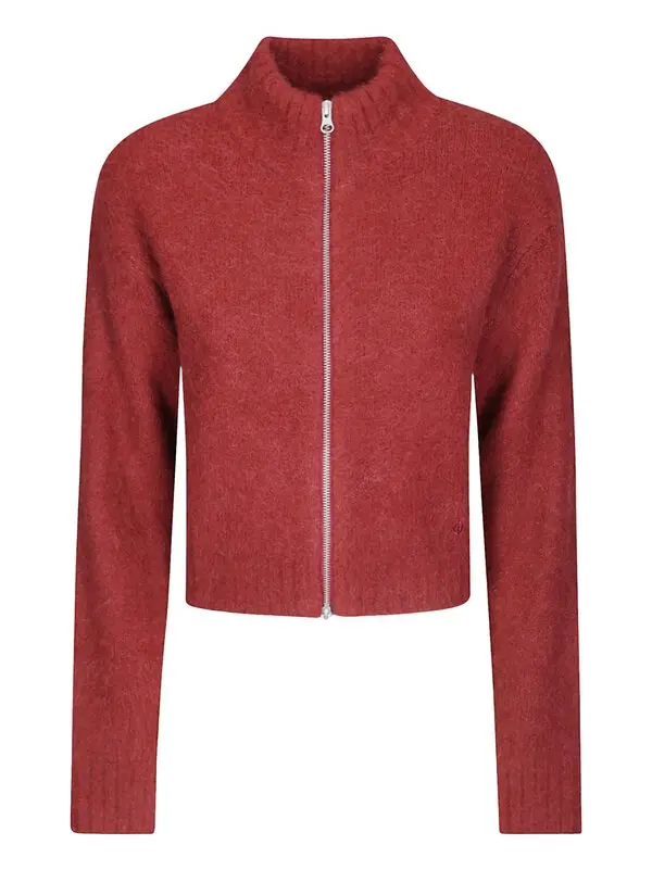 SAMSOE SAMSOE Cropped Zip-up Knit - Wine Red