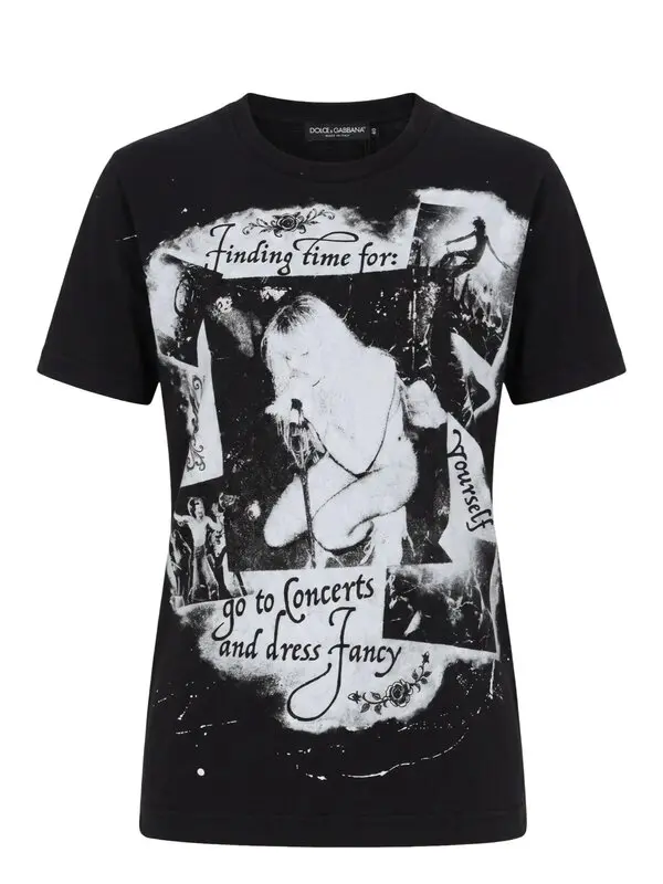 Dolce & Gabbana Printed Short Sleeve T-shirt - Black