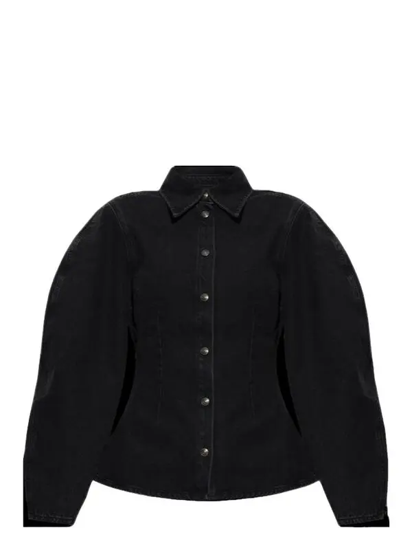 ROTATE BY BIRGER CHRISTENSEN Fitted Denim Shirt - Black