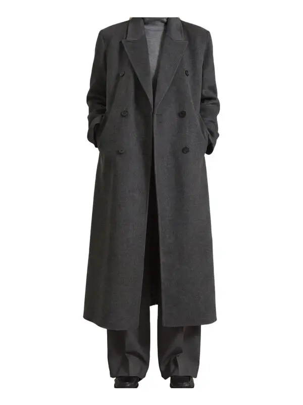 THE FRANKIE SHOP Grey Double-breasted Oversized Coat - Dark Gray