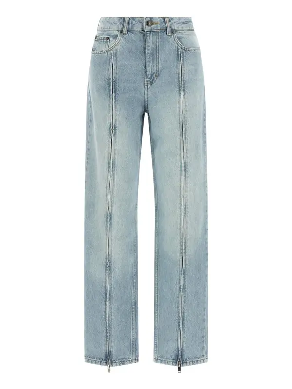 ROTATE BY BIRGER CHRISTENSEN Straight Leg Zip Detail Jeans - Blue