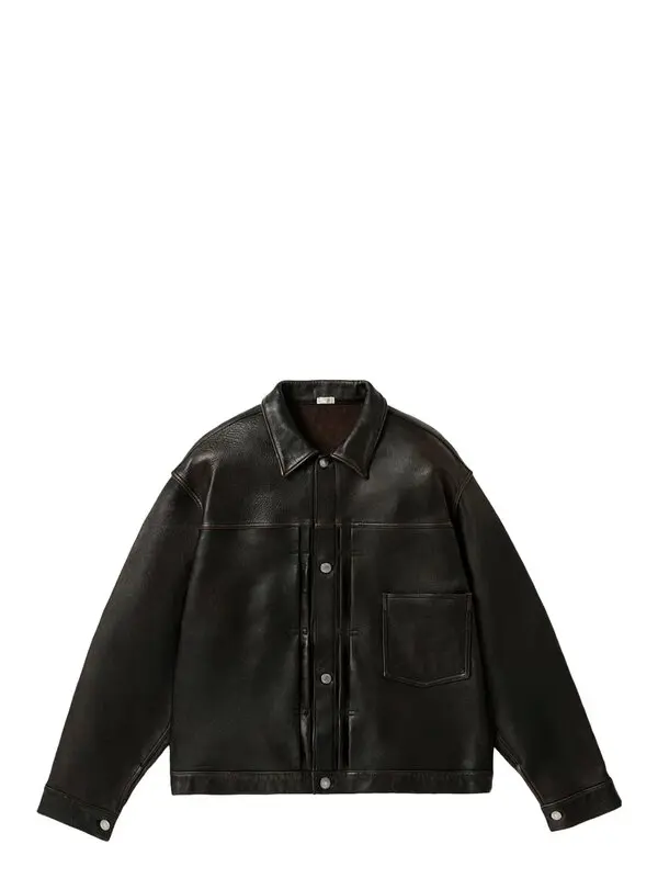 A.PRESSE Retro Leather Jacket - Brown