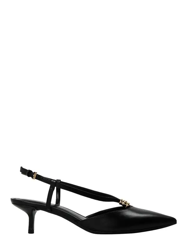 Michael Kors Slingback High Heels With Gold Tone Detail - Black