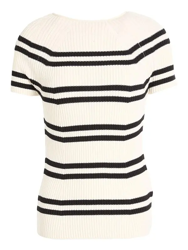 MAXCO. Max&co. Striped Ribbed-knit Sweater - White