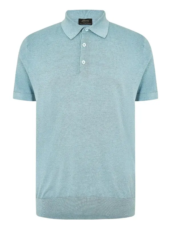 Brioni Fitted Classic Shortsleeve Polo - Blue
