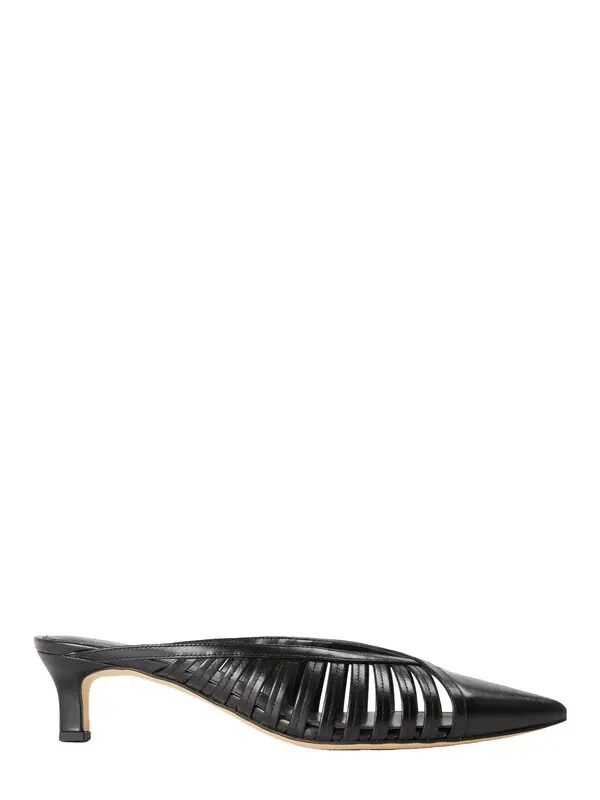 Michael Kors Woven Pointed Toe High Heel Mules - Black