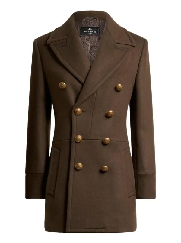 Etro Double-breasted Wool-blend Cloth Jacket - Brown