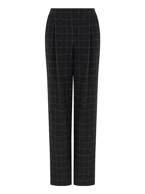 Emporio Armani Windowpane Plaid Tailored Trousers - Grey