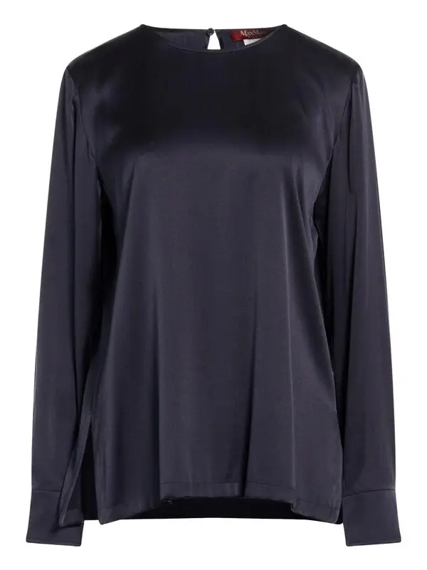 Max Mara Long Sleeve Satin Top - Blue