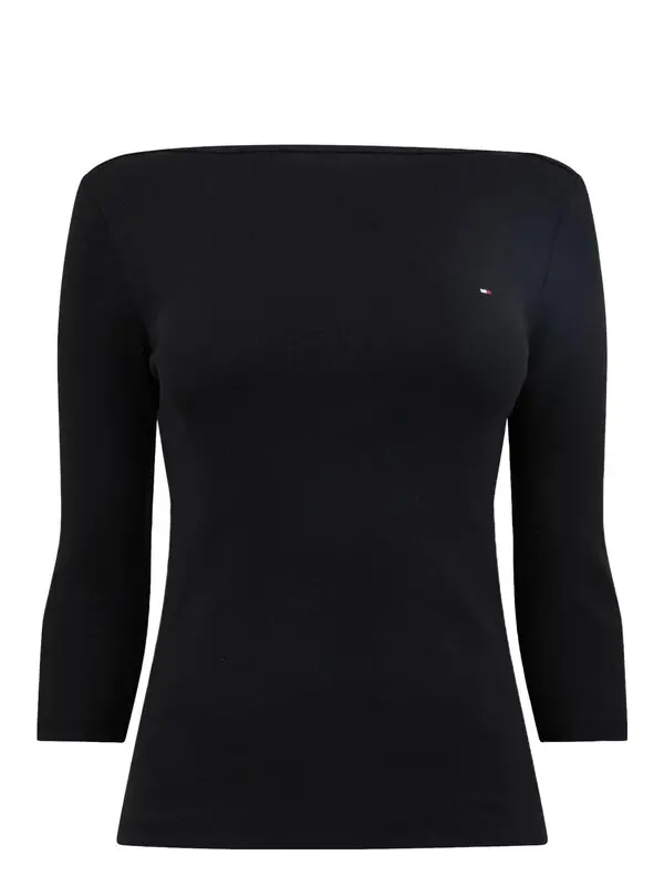 Tommy Hilfiger Slim Fit Boat Neck Long-sleeve T-shirt - Black