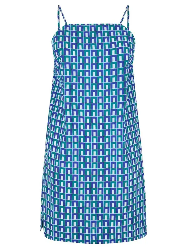 Lacoste Geometric Print Slip Mini Dress - Blue