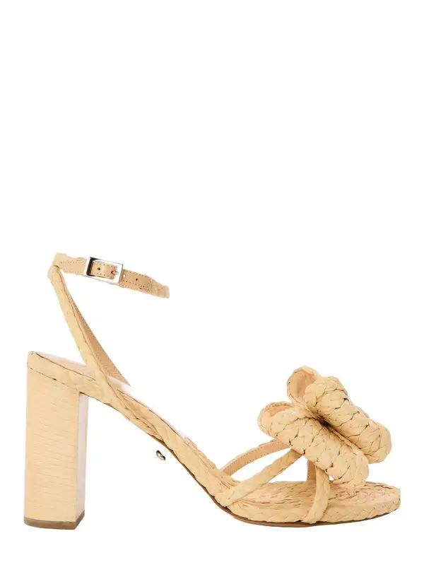 MACHMACH Mach & Mach Block Heel Court Sandals With Bow Detail - Nude