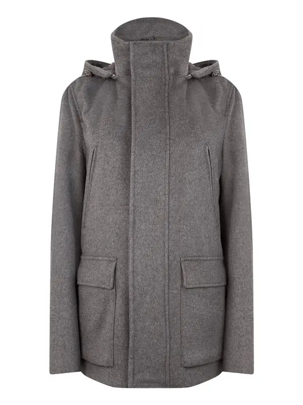 Herno Hooded Cashmere Coat - Grey
