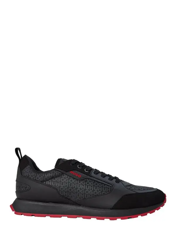 Hugo Boss Lace-up Trainers With Suede Overlays - Black