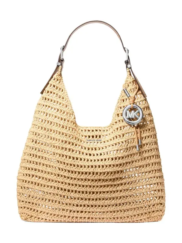 Michael Kors Woven Hobo Shoulder Bag - Nude