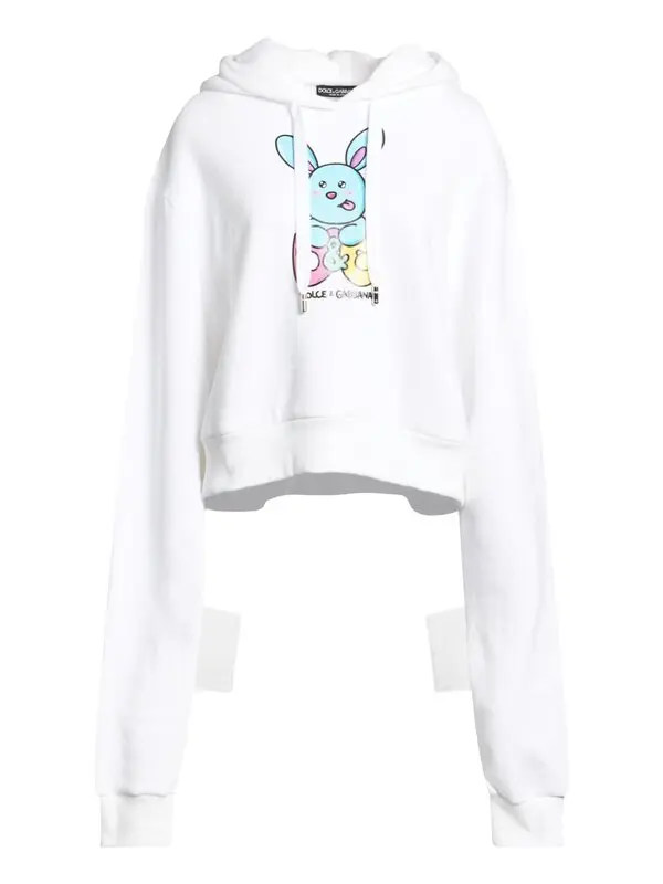 Dolce & Gabbana Graphic Print Cropped Hoodie - White