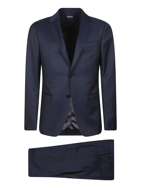 Zegna Single-breasted Wool Suit - Blue
