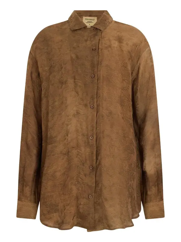 UMA WANG Paisley Pattern Long Sleeve Shirt - Brown