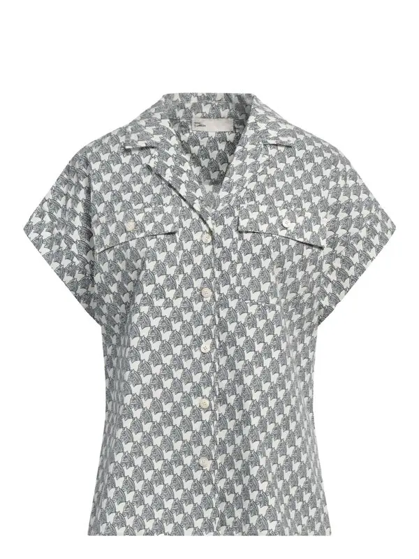 Tory Burch Short Sleeve Printed Shirt - Ivory
