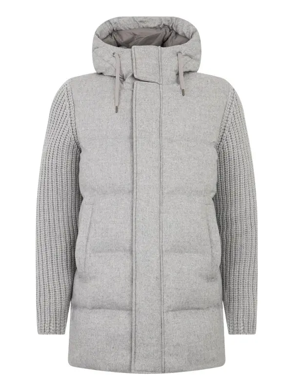 Herno Knitted Hooded Coat - Grey