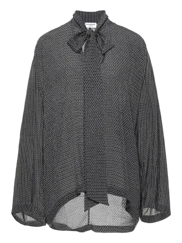 Balenciaga Graphic Print Bow Shirt - Black