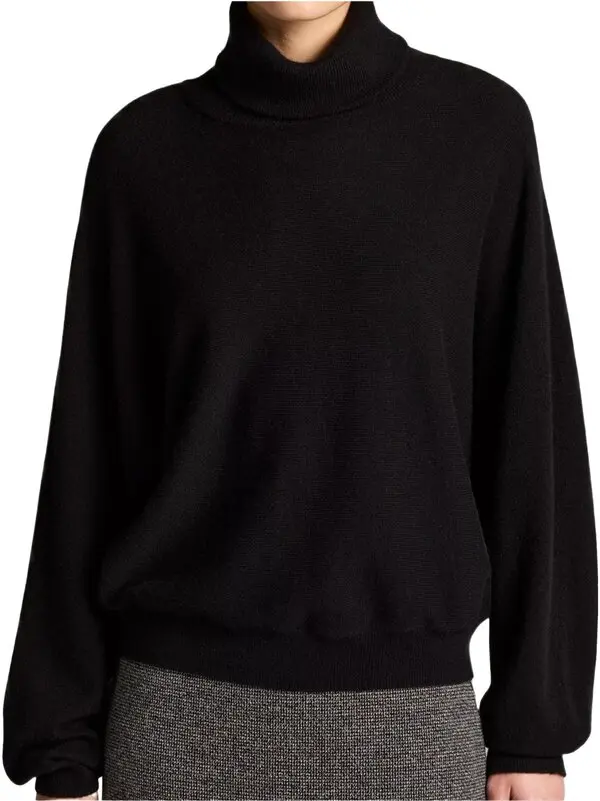 Vince Wool-cashmere Dolman Sleeve Turtleneck Sweater - Black