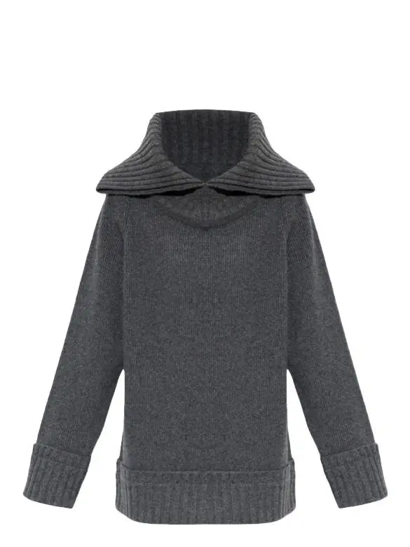 Victoria Beckham Wide Collar Long Sleeve Sweater - Grey